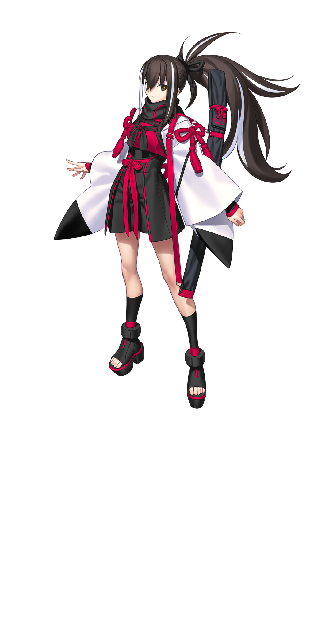 Safebooru - 1girl black ribbon black scarf black shoes black shorts ...